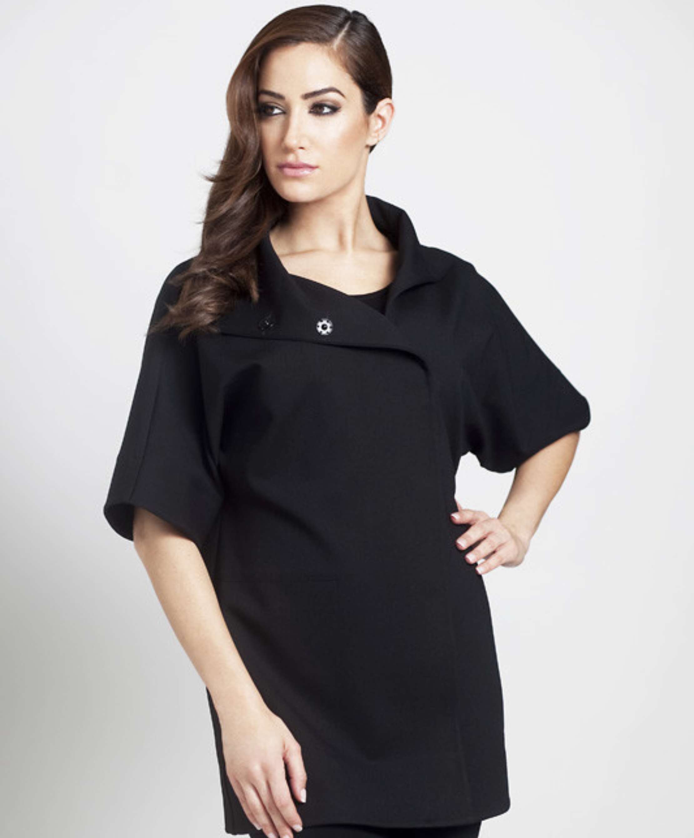 Side Zip Short Sleeve Coat – Angel Apparel